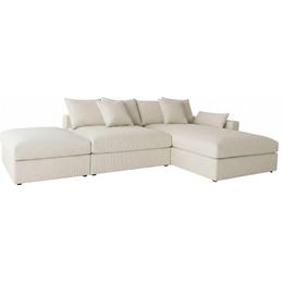 Ecksofa OTTO HOME, creme, B:333cm T:198cm, 100% Polyester, Sofas, Ecksofa, Mega-Sofa mit Cordstoff bezogen, mit Federkern & 4 Zierkissen