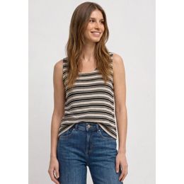 Tr&auml;gertop Street One, Damen, Gr. 34, schwarz, Stoff, 60% Viskose, 40% Polyester, gestreift, normal normal, Rundhals, abgesteppt, Tops Tr&auml;gertop, im Streifen-Design