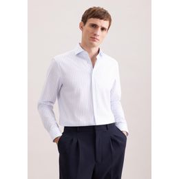Businesshemd Seidensticker "Schwarze Rose", Herren, Gr. XL (43), normale &Auml;rmell&auml;ngen, blau, 100% Baumwolle, gestreift, comfort fit, 2-Knopf-Manschette, Hemden, Comfort 1/1 Kentkragen Gestreift