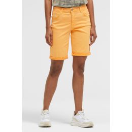 Shorts SOCCX, Damen, Gr. L, Normalgr&ouml;&szlig;en, fresh mango, Web, Material: 64% Lyocell, 32% Baumwolle, 4% Elasthan, unifarben, regular fit knielang, Hosen Shorts, mit Turn-Up-Saum