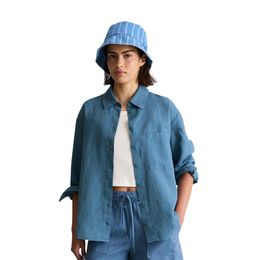 Marc O'Polo Langarmbluse MARC O'POLO DENIM "aus Leinen-Baumwolle-Mix", Damen, Gr. L, blau (endless sea), Obermaterial: 56% Leinen, 44% Baumwolle, unifarben, relaxed fit normal, normaler Saum, Blusen