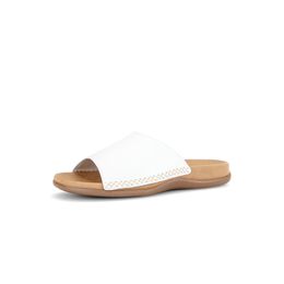 Gabor Damen Pantolette, Gr. 37, wei&szlig;, Glattleder, Basic, Schuhe, Sommerschuh, Schl&uuml;pfschuh mit Kontrastn&auml;hten