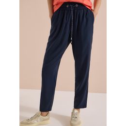 Stoffhose Cecil, Damen, Gr. XL, L&auml;nge 28, universal blau, Stoff, 100% Viskose, unifarben, loose fit kn&ouml;chelfrei, Hosen Stoffhose, im Loose Fit