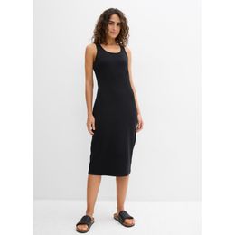 Tr&auml;gerkleid bonprix, Damen, Gr. 40/42 (M), N-Gr, schwarz, Obermaterial: 95% Baumwolle, 5% Elasthan, tailliert, Kleider Tr&auml;gerkleid, taillierte Passform, ohne &Auml;rmel, aus Baumwolle und Elasthan