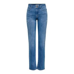 Slim-fit-Jeans Only "ONLPOWER MW PUSH UP SLIM STRAIGHT DNM", Damen, Gr. L (40), L&auml;nge 32, medium blau denim, Denim/Jeans, Obermaterial: 92% Baumwolle, 6% Polyester, 2% Elasthan, unifarben, slim fit lang, Jeans Slim-fit-Jeans, Baumwollmischung, mid waist, slim fit