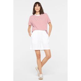 Shorts SENSES.THE LABEL, Damen, Gr. L, Normalgr&ouml;&szlig;en, wei&szlig;, Web, Material: 75% Leinen, 25% Baumwolle, unifarben, regular fit kurz, Hosen Shorts, mit Elastikbund