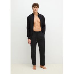 Marc O'Polo Loungehose MARC O'POLO "Mix N Match Interlock", Herren, Gr. M (50), N-Gr, schwarz, Interlock, Obermaterial: 97% Baumwolle, 3% Elasthan, bequem lang, Hosen Loungehose, mit Gummizug und Bindeband