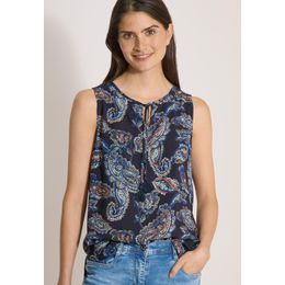 Blusentop Cecil, Damen, Gr. XXL (46), universal blau, Stoff, 100% Viskose, Paisley, normal normal, Rundhals, abgesteppt, Blusen Blusentop, aus softer Viskose