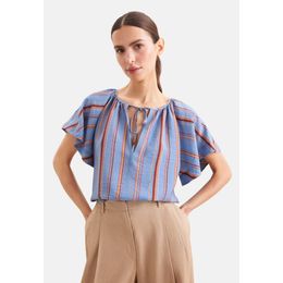 Klassische Bluse Seidensticker, Damen, Gr. XS (34), blau, 85% Viskose, 15% Polyamid, gestreift, regular fit, Rundhals, Blusen Bluse, Tunika Gestreift