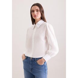 Hemdbluse Seidensticker, Damen, Gr. XS (34), wei&szlig; (off, wei&szlig;), 62% Baumwolle, 23% Polyamid, 15% Viskose, unifarben, regular fit, ohne Ausschnitt, Blusen Hemdbluse, 1/1 Kragen Uni