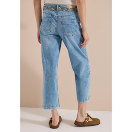Loose-fit-Jeans Cecil, Damen, Gr. 25, L&auml;nge 26, fresh blau random wash, Jeans, 78% Baumwolle, 20% Polyester, 2% Elasthan, unifarben, 7/8-L&auml;nge, Jeans, 5-Pocket-Style