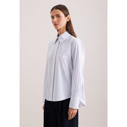 Hemdbluse Seidensticker, Damen, Gr. S (36), hellblau, 76% Baumwolle, 22% Polyamid, 2% Elasthan, gestreift, regular fit, ohne Ausschnitt, Blusen Hemdbluse, 1/1 Kragen Gestreift