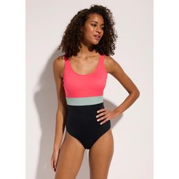 Badeanzug bonprix, Damen, Gr. 40, N-Gr, pink, schilf, schwarz, Obermaterial: 80% Polyamid, 20% Elasthan. Futter: 100% Polyester, Badeanz&uuml;ge Badeanzug, schnelltrocknend, sportlicher Stil, elastisches Material