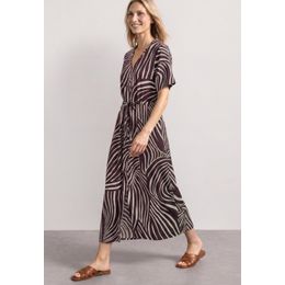 Maxikleid Street One, Damen, Gr. 34, EURO-Gr&ouml;&szlig;en, braun (rustic rouge), Stoff, 100% Viskose, gemustert, normal kn&ouml;chelfrei, V-Ausschnitt, abgesteppt, Kleider Maxikleid, aus Viskose