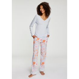s.Oliver Damen Schlafanzug, Gr. 32graublau, Single Jersey, Obermaterial: 50% Baumwolle, 50% Viskose, gebl&uuml;mt, mehrfarbig, unifarben, Homewear-Sets,