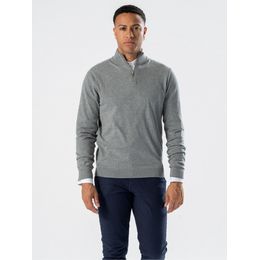 Rundhalspullover TEESHOPPEN "TEESHOPPEN Pullover Pullover Half", Herren, Gr. L, grau, Obermaterial: 80% Baumwolle, 20% Nylon, Pullover Rundhalspullover