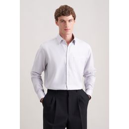 Businesshemd Seidensticker "Schwarze Rose", Herren, Gr. M (39), normale &Auml;rmell&auml;ngen, grau, 100% Baumwolle, Strukturmuster, regular fit, 2-Knopf-Manschette, Hemden, Regular 1/1 Covered-Button-Down-Kragen Struktur