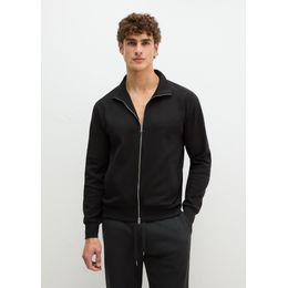 Marc O'Polo Sweatjacke MARC O'POLO "Mix N Match Interlock", Herren, Gr. XL (58), schwarz, Interlock, Obermaterial: 97% Baumwolle, 3% Elasthan, Basic h&uuml;ftlang, ohne Ausschnitt, angesetztes B&uuml;ndchen, Sweatjacken Sweatjacke, mit kleinem Stehkragen, Rei&szlig;verschluss und langen &Auml;rmeln