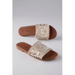 ANISTON SHOES Damen Pantolette, Gr. 36goldfarben, Lederimitat, gl&auml;nzend, Schuhe, Sommerschuh, Strandschuh in modischer Optik - NEUE KOLLEKTION