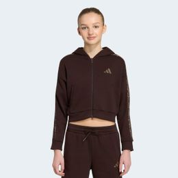 Kapuzensweatshirt adidas Sportswear "SEASONALS ANIMAL, DURCHGEHENDER REISSVERSCHLUSS", M&auml;dchen, Gr. 128, aurora coffee, multicolor, earth strata, Obermaterial: 55% Baumwolle, 36% Polyester, 9% Viskose, normal, Rundhals, angesetztes B&uuml;ndchen, Sweatshirts