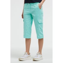 Skaterbermudas SOCCX, Damen, Gr. S, Normalgr&ouml;&szlig;en, crystal aqua, Web, Material: 98% Baumwolle, 2% Elasthan, Futter: 100% Baumwolle, unifarben, regular fit knielang, Hosen, mit verstellbarem Knopfriegel am Hosensaum