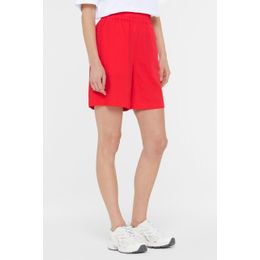 Shorts SENSES.THE LABEL, Damen, Gr. L, Normalgr&ouml;&szlig;en, spicy rot, Web, Material: 75% Leinen, 25% Baumwolle, unifarben, regular fit kurz, Hosen Shorts, mit Elastikbund