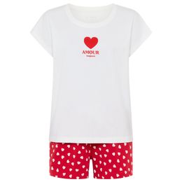 Shorty Vivance Dreams, Damen, Gr. 32/34, ecru, rot, Single Jersey, Obermaterial: 100% Baumwolle, bedruckt, unifarben, bequem h&uuml;ftlang, Rundhals, angeschnitten, Homewear-Sets Shorty, mit s&uuml;&szlig;em Herzprint auf der Brust