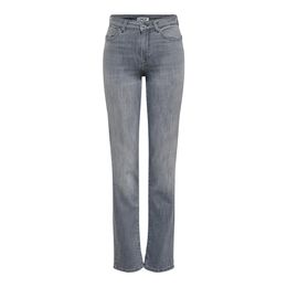 Only Damen Slim-fit-Jeans "ONLPOWER MW PUSH UP SLIM STRAIGHT DNM"grau denim, Gr. S, unifarben, Denim/Jeans, Obermaterial: 92% Baumwolle, 6%