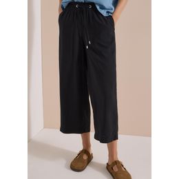 3/4-Hose Cecil, Damen, Gr. XL, L&auml;nge 24, schwarz, Stoff, 100% Viskose, unifarben, loose fit 3/4-L&auml;nge, Hosen, mit Wide Legs