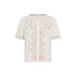 Klassische Bluse Brax "Style CELINA S", Damen, Gr. 36, hellbeige, 100% Baumwolle, Rundhals, Blusen Bluse