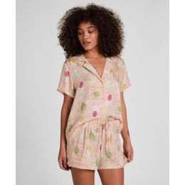 Hunkem&ouml;ller Pyjama HUNKEM&Ouml;LLER "Satin-Shorts", Damen, Gr. L, orange, 100% Viskose, Homewear-Sets Pyjama