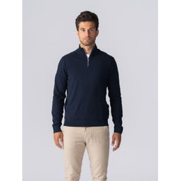 Rundhalspullover TEESHOPPEN "TEESHOPPEN Pullover Pullover Half", Herren, Gr. L, blau (navy), Obermaterial: 80% Baumwolle, 20% Nylon, Pullover Rundhalspullover