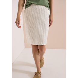 Minirock Cecil, Damen, Gr. XL (44), grain beige, Stoff, 73% Viskose, 25% Polyester, 2% Elasthan, gestreift, normal ca. Mitte Oberschenkel, R&ouml;cke Minirock, mit gestreiftem Seersucker-Look