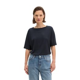 Marc O'Polo T-Shirt MARC O'POLO "aus Viskose-Stretch-Jersey", Damen, Gr. L, schwarz (schwarz navy), Obermaterial: 56% Viskose, 37% Modal, 7% Elasthan, unifarben, Basic, regular fit, Rundhals, normaler Saum, Shirts T-Shirt
