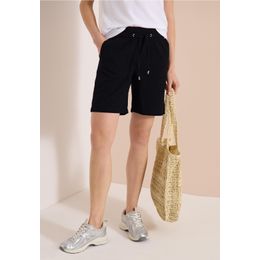Shorts Cecil, Damen, Gr. L (42), schwarz, Web, 75% Baumwolle, 25% Modal, unifarben, loose fit kurz, Hosen Shorts, aus Seersucker-Material