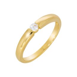Fingerring Vivance "925/- Sterling Silber vergoldet 1 Zirkonia" Gr. 60, gelb, Fingerringe, Damen, 060 (19,1), Silber 925 (Sterlingsilber), Fingerring