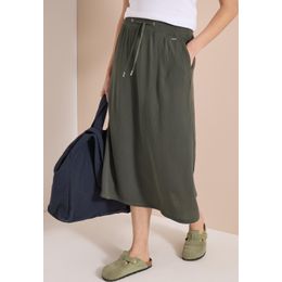 Midirock Cecil, Damen, Gr. XL (44), khaki, Stoff, 100% Viskose, unifarben, comfort fit wadenlang, R&ouml;cke, in Midi-L&auml;nge