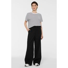Schlupfhose SENSES.THE LABEL, Damen, Gr. L, Normalgr&ouml;&szlig;en, schwarz, Web, Material: 75% Leinen, 25% Baumwolle, unifarben, weit lang, Hosen Schlupfhose, mit Elastikbund und Kordel