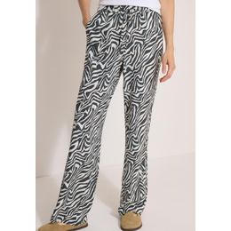 Stoffhose Cecil, Damen, Gr. L, L&auml;nge 32, schwarz-wei&szlig; (palm breeze gr&uuml;n), Stoff, 100% Viskose, loose fit lang, Hosen Stoffhose, mit Zebramuster