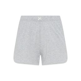 Pyjamashorts Lascana, Damen, Gr. 44/46, N-Gr, grau (grau meliert), Single Jersey, Obermaterial: 50% Baumwolle, 50% Viskose, meliert, unifarben mit Farbeinsatz, Basic, bequem kurz, Hosen, mit Kontrastpaspel am Saum