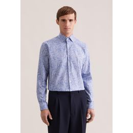Businesshemd Seidensticker "Schwarze Rose", Herren, Gr. L (41), normale &Auml;rmell&auml;ngen, mittelblau, 100% Baumwolle, bedruckt, regular fit, 2-Knopf-Manschette, Hemden, Regular 1/1 Kentkragen Druck