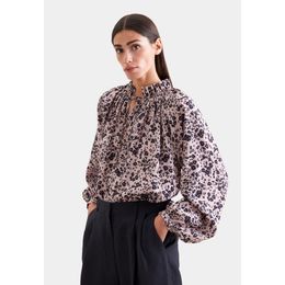 R&uuml;schenbluse Seidensticker, Damen, Gr. M (38), rosa, 100% Viskose, gemustert, regular fit, Blusen, 1/1 Stehkragen Druck