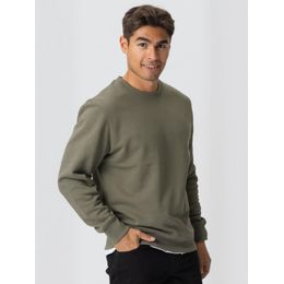 Rundhalspullover TEESHOPPEN "TEESHOPPEN Pullover Sweatshirt Crewneck", Herren, Gr. L, army, Obermaterial: 70% Baumwolle, 30% Polyester, Pullover Rundhalspullover