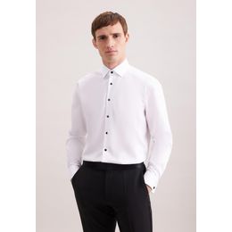 Smokinghemd Seidensticker, Herren, Gr. M (40), normale &Auml;rmell&auml;ngen, wei&szlig;, 100% Baumwolle, unifarben, regular fit, Doppelmanschette, Hemden, Regular 1/1 Kentkragen Uni
