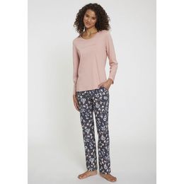 s.Oliver Pyjama mehrfarbig Gr. 32/34 f&uuml;r Damen. Rundhals und Druck. Bequem