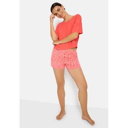 LSCN BY LASCANA Shorty coralle Gr. 40/42 f&uuml;r Damen. Rundhals und Zierkn&ouml;pfe. Oversize