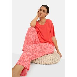 LSCN BY LASCANA Pyjama coralle Gr. 36/38 f&uuml;r Damen. Rundhals und Zierkn&ouml;pfe. Loose Fit