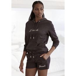 BENCH. LOUNGEWEAR Kapuzensweatshirt grau Gr. 32/34 f&uuml;r Damen. Mit Logostickerei, Logoschriftzug. Bequem. Nachhaltig.