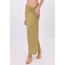 LSCN BY LASCANA Maxirock gr&uuml;n Gr. 40 f&uuml;r Damen. Figurbetont