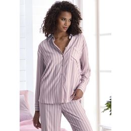 Lascana Pyjamaoberteil pink Gr. 48 f&uuml;r Damen. Oversize